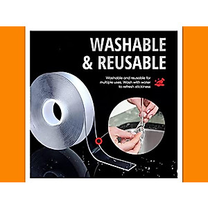 Double Sided Tape for Walls - Heavy Duty Removable Mounting Tape - Strong Adhesive, Washable and Reusable - Wall Tape for Picture Photo Carpet Decoration - Poster Tape Roll 6.56ft, 1.18 inch