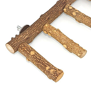 Bird Ladder Perch Cage Nature Wood Stand Parrot Chew Toy for Small Medium Parrot Animal (M)