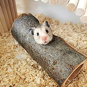 POPETPOP Hamster Hideout Hamster Rest House Small Pet Play House Hamster Tunnel Maze Wood Castle Habitat for Guinea Pig Bunnies Chinchilla
