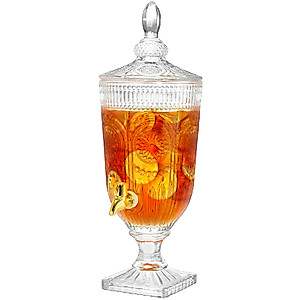 Kingrol 101 Ounces/3 Liters Beverage Dispenser with Lids, Vintage Drink Dispenser for Party, Wedding, Picnic - Wide Mouth, Leak Proof Spigot