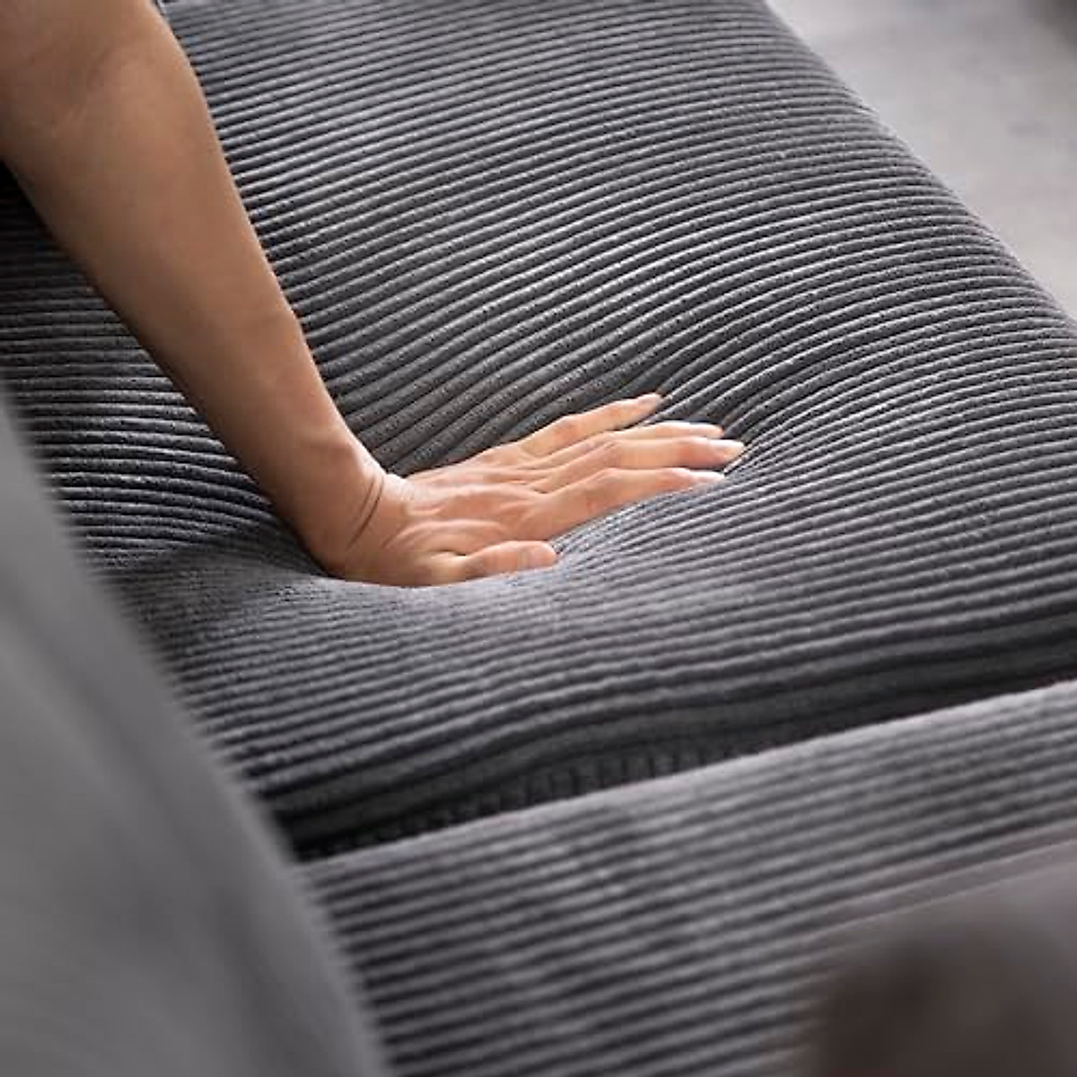 Eafurn Convertible Modular Sectional Sofa Set, Free Combinational Corner Couch, Corduroy Upholstered Deep Seat Comfy Sofa&Couches with Solid Wood Legs for Living Room Apartment, Gray 126.38"