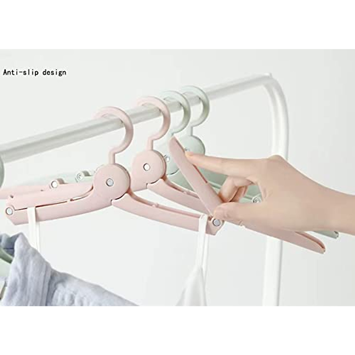 Ainior Portable Folding Travel Hangers, Multifunctional Hangers, Collapsible Clothes Drying Rack Hangers for Holiday,Camping,Travel,Home (6 Pcs (Green)