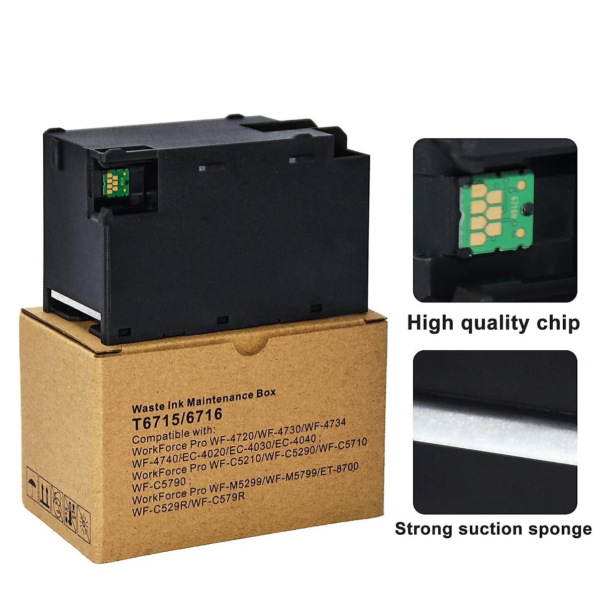 INK+ T6715 T6716 Maintenance Box for Workforce Pro WF-3820 WF-4820 EC-4020 WF-4830 WF-4720 WF-4834 WF-4734 WF-4730 WF-4740 ET-8700 EC-4030 WF-M5799 WF-C5710 WF-M5299 WF-C5290 Printer