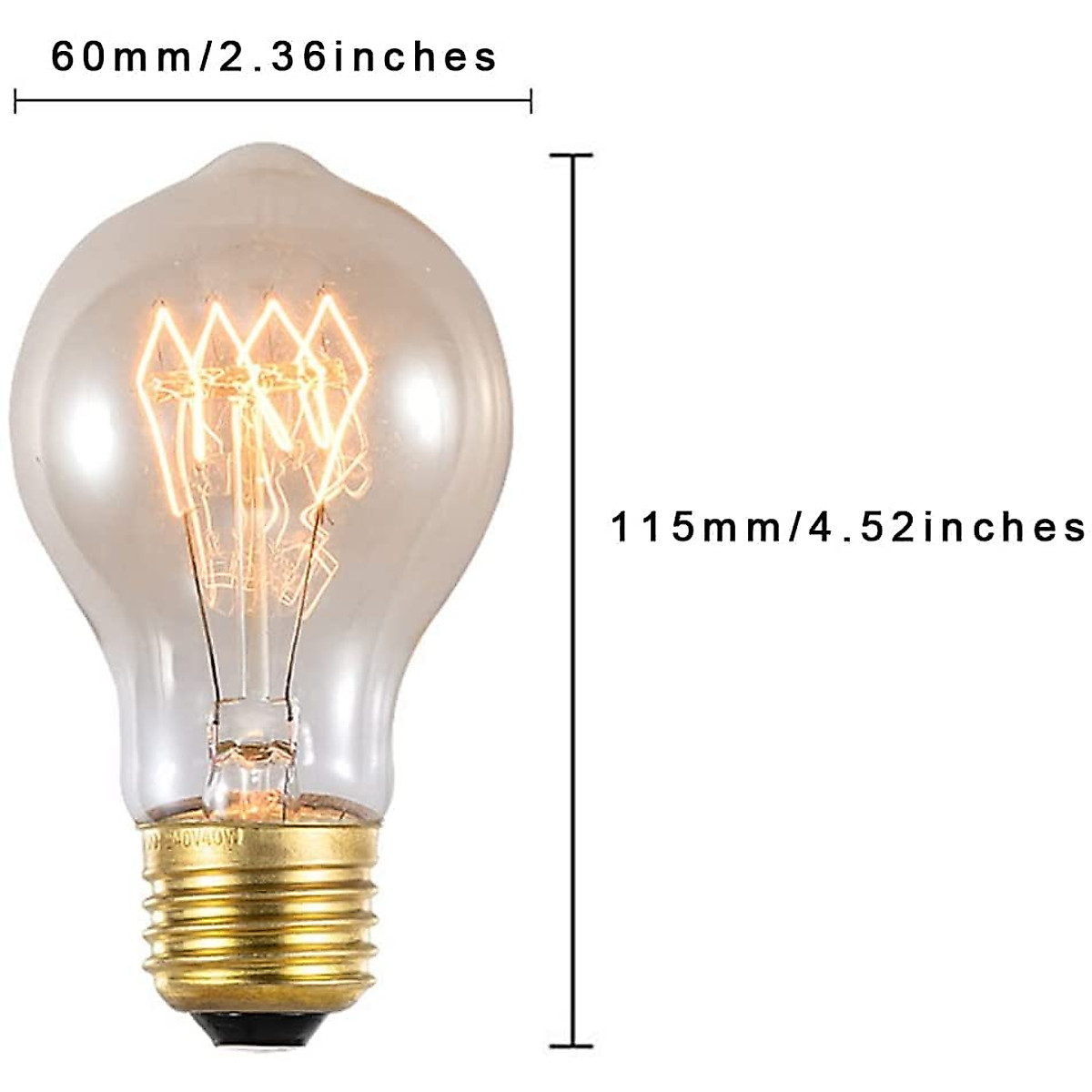 Lxcom Lighting A19 Vintage Light Bulbs, E26 110V 25W Warm Dimmable Vintage Style Incandescent Light Bulbs for Wall Sconces, Ceiling Light, 4 Pack