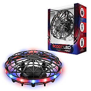 Force1 Scoot LED Hand Operated Drone for Kids or Adults - Hands Free Motion Sensor Mini Drone, Easy Indoor Small UFO Toy Flying Ball Drone Toy for Boys and Girls (Red/Blue)