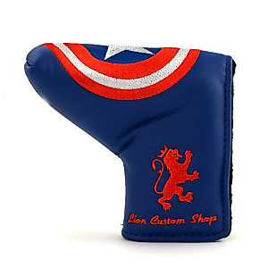 Lion Custom Shop America Shield Blade Putter Headcover, Blue