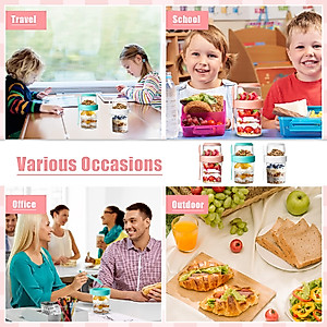 Nuenen 3 Pack 29 oz Cereal Cups Breakfast Cereal and Milk Container Portable Take and Go Cup Reusable Overnight Oats Container 2 Tier Oats Jars with Lid Fork Leak Proof Yogurt Oatmeal Salad Cup