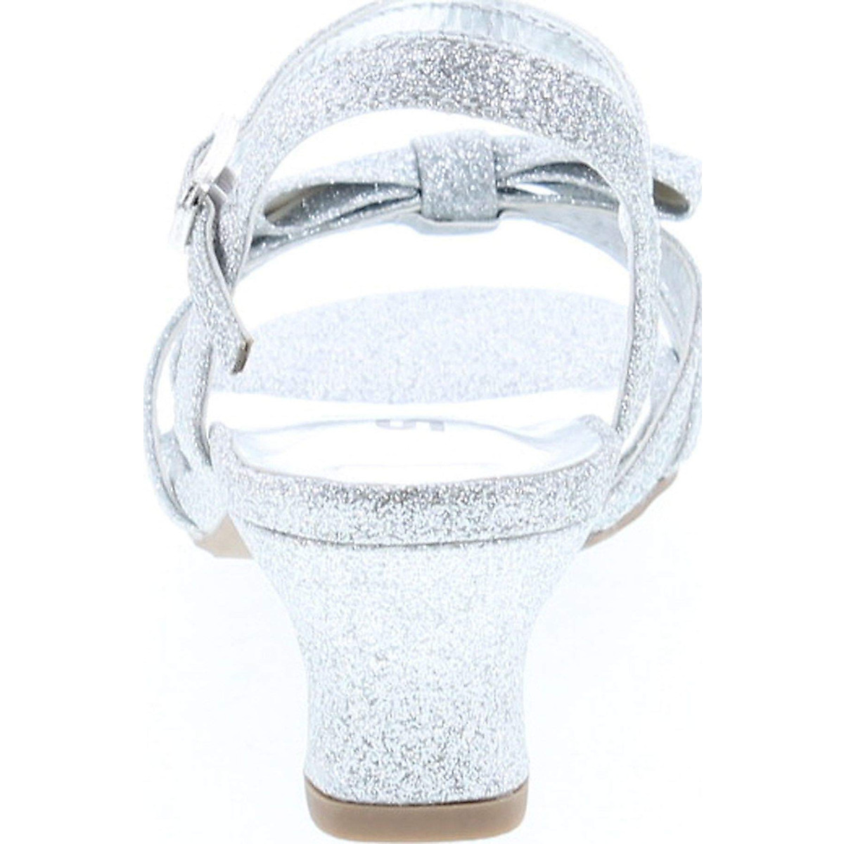 Soda Girly-2 Children's Girl's Open Toe Slingback Block High Heel Sandals (Silver Glt, 2)