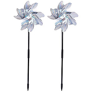 Hemoton 2pcs Garden Wind Spinners Bird Blinders Pinwheel Windmillw Anti- Bird Windmill Sparkly Holographic Pin Wheel Spinners Outdoor Decorations for Yard Lawns Patios