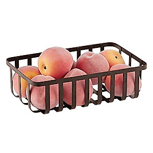mDesign Farmhouse Metal Kitchen Storage Organizer Basket Bin - For Kitchen Cabinets or Pantry - Store Fruit, Snacks, Cereal, Baking Supplies, Pastas, Packets - Bronze