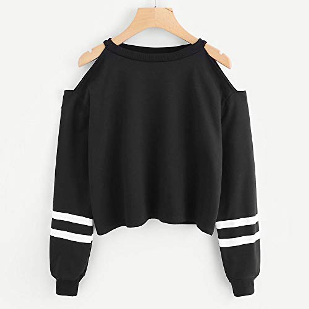 T-shirt for Women THENLIAN Women Off Shoulder Long Sleeve Blouse Sweatshirt Pullover Casual Tops Shirt(Black, XL)