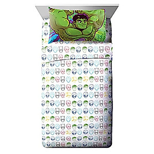 Jay Franco Marvel Super Hero Adventures Hulk Out 4 Piece Toddler Bed Set – Super Soft Microfiber Bed Set Includes Toddler Size Comforter & Sheet Set (Official Marvel Product)