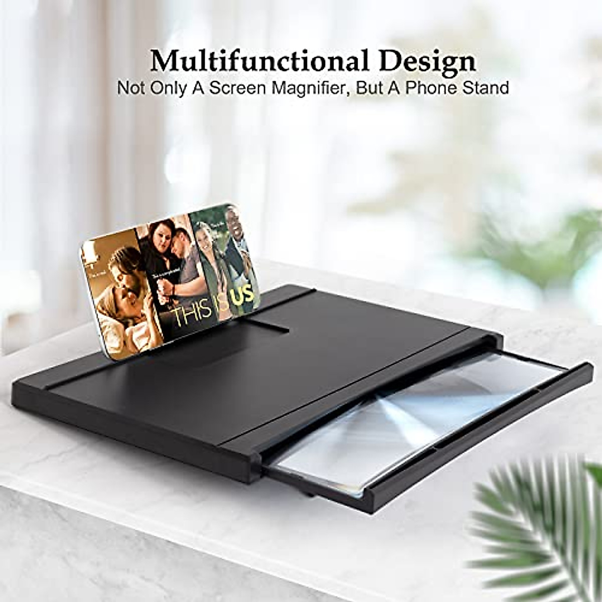 12" Screen Magnifier for Cell Phone, 2021 Version 3D Curve Screen Magnifying, HD Amplifier Projector for Movies, Videos, Gaming, Foldable Mobile Enlarge Phone Screen, Use with All Smartphones Readers