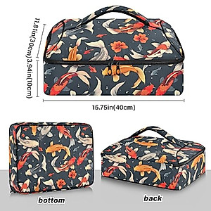 Colorful Carp Insulated Casserole Carrier for Hot or Cold Food Carrier Container Insulated Cooler Bag Thermal Food Warmer Delivery Bag for BBQ Buffet Potluck Party Christmas