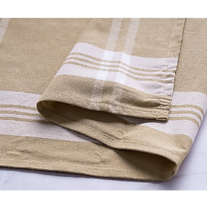 Cotton Linen Kitchen Towels - 6 Pack - 18" x 28" - Cotton Dish Reusable Cleaning Cloths, Teal/White, Absorbent Dish Towels, Machine Washable Hand Towels, Striped Bar Towels, Farmhouse Dish Towels