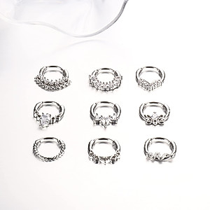 Ubjuliwa 9pcs Septum Rings Jewelry 16g Daith Earrings Hinged Hoop Nose Rings Septum Clicker CZ Stainless Steel Cartilage Earring Helix Tragus Daith Piercing Jewelry for Women
