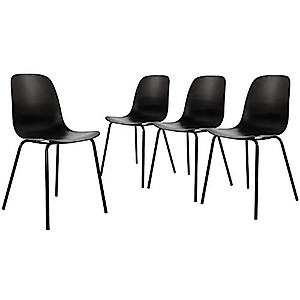 thksbought Set of 4 Dining Chairs with Legs for Kitchen Living Room(Matte Black)