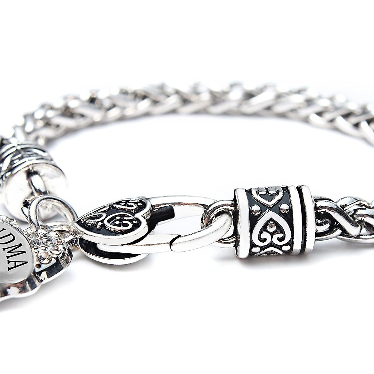 Luvalti Grandma Heart Charm Bracelet - Silver Heart Pendant Bracelet - Best Family Jewelry Gift