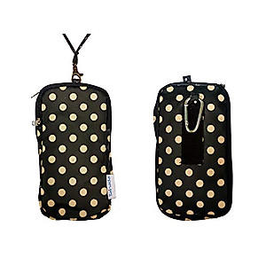 Men Women Sports Phone Pouch, Tainada Two Zippered Pouch Carry Bag for iPhone 14/13 / 12 Pro Max, Samsung Galaxy S23+ / S22+, Note 20, A54, Google Pixel 7/6, 7a / 6a (Black White Polka Dots)