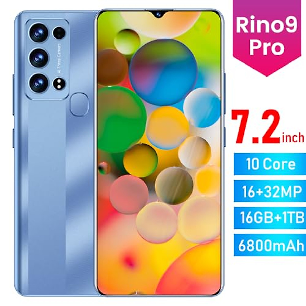 Rino9Pro Cheap Smartphone, 3 in 1 Navigation System Cell Phone, 16GB RAM 1TB ROM Unlocked Mobile Phones, 5G Network, Dimensity9000 (10 cores) CPU,Blue-1TB