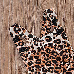 Kid Toddler Baby Girl Spring Summer Sleeveless Backless Romper One Piece Leopard Printed Jumpsuit Bell-Bottomed Flare Pants