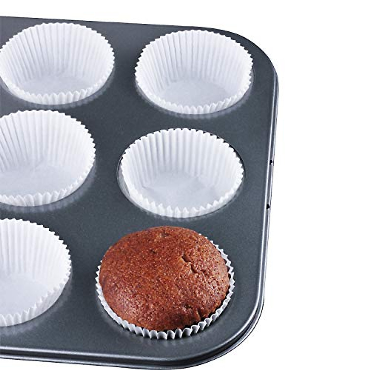 Caperci Standard White Cupcake Liners 500 Count, No Smell, Food Grade & Grease-Proof Baking Cups Paper