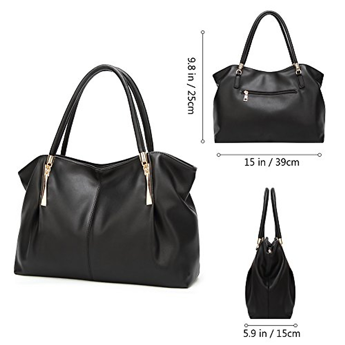 forestfish PU Leather Ladies Satchel Tote Bag Shoulder Bags Handbags for Women, Gold