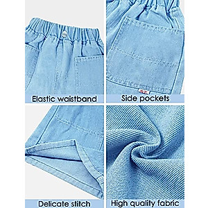 Kid Girl Wide Leg Denim Shorts Hot Pants Toddler Baby Casual Loose Baggy Summer Jeans Short with Bowknow Half Mid Denim Pants 2 Packs