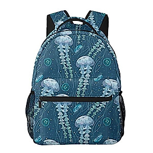 ASYG Jellyfish Backpack Cute Laptop Backpack Women Tablet Bag Funny Travel Bag Fish Laptop Bag