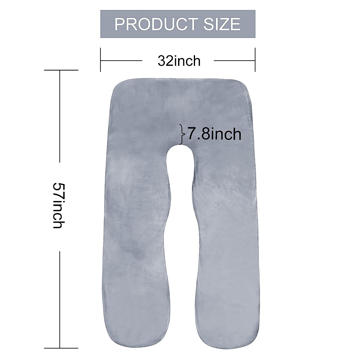SLIGUY Pregnancy Pillow Cover U Shaped, 57-Inch Replacement Pillowcase, Used for Maternity Pillows, 100% Velvet, Double Zipper Stretch Fabric, Super Soft, Universal Type