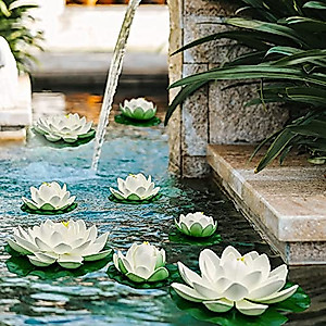WhistenFla Artificial Floating Lotus Flower 12 Pcs, 4 Inch Small Fake Lily Pads for Pond Artificial Floating Foam Lotus Flowers for Wedding Floating Pool Pond Decoration