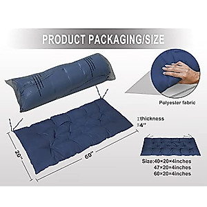 COSNUOSA Outdoor Bench Cushion Waterproof Outdoor Loveseat Cushions Swing Cushions Bench Cushions for Indoor Furniture Navy 60x20 Inches