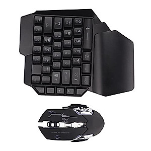 One Hand Gaming Keyboard and Mouse Combo with Converter,35 Keys Wired RGB Backlit Keyboard and Gaming Mouse,with Phone Holder,Gaming Keyboard Set for Game(Mix lite+F6+G2)
