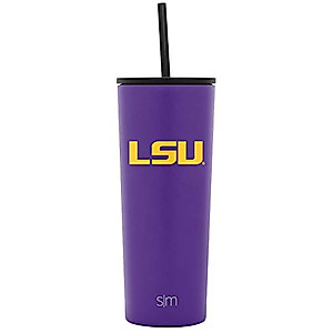 Simple Modern Officially Licensed Collegiate LSU Tigers Insulated Tumbler with Straw and Flip Lids | Gifts for Men and Women 24oz Travel Mug Thermos | Classic Collection | LSU