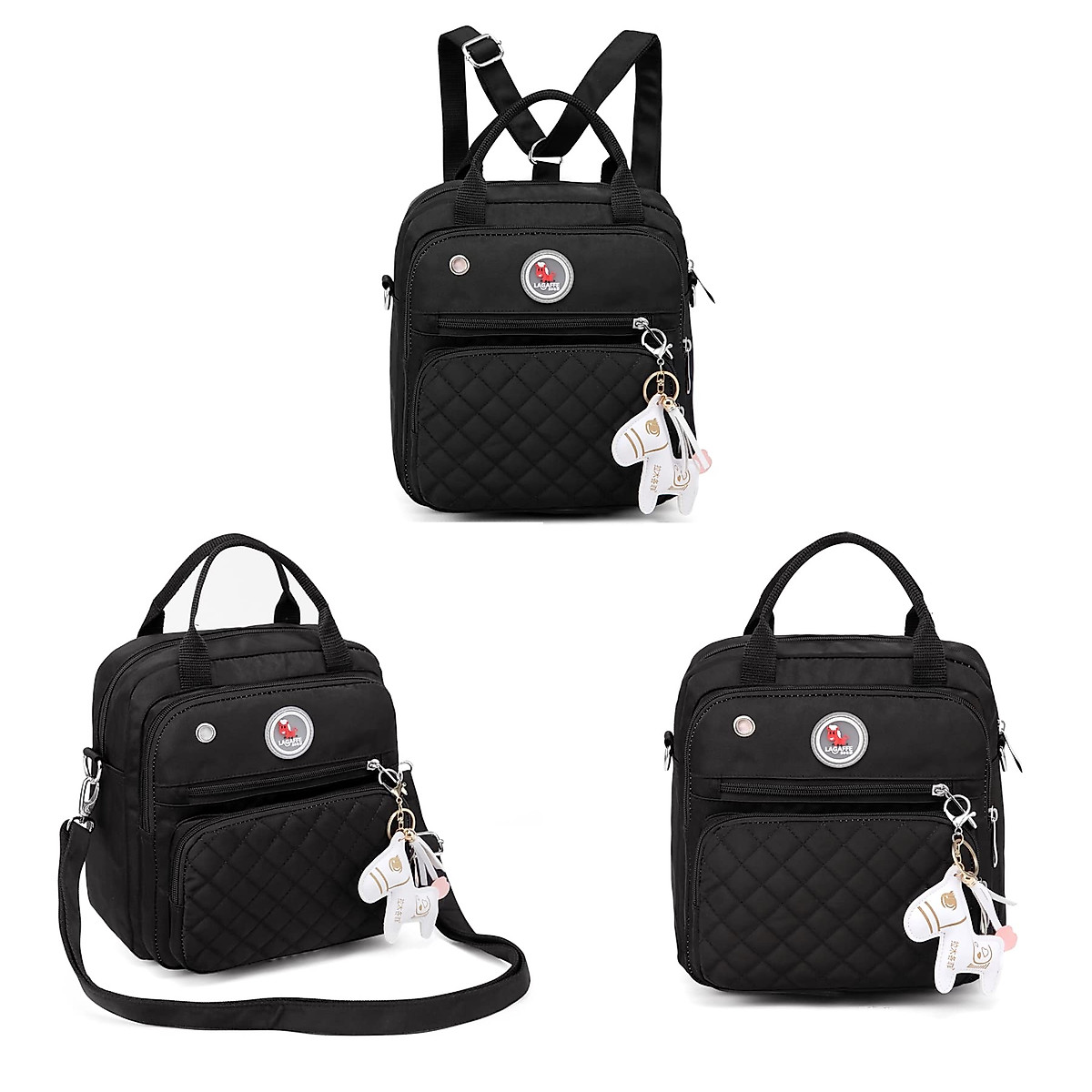 Small Waterproof Diaper Bag Tote Messenger Backpack-Black