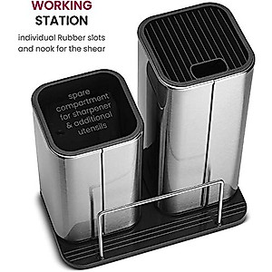 10-Piece Stainless-Steel Kitchen Knife Set - Newly Innovative Kitchen Knifes Set with Utensil Holder - 5 Stainless-Steel Knives - Knife Sharpener - Kitchen Scissors - Cutting Board- Knife Block holder