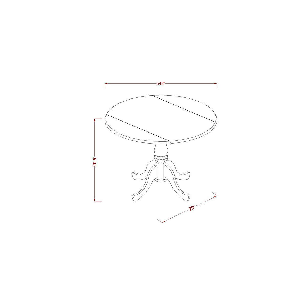 HomeStock Modern Minimalism 3 Piece Room Set Contains a Round Dining Table with Dropleaf and 2 Wood Seat Chairs, 42x42 Inch, Black and Cherry