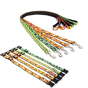 Halloween Dog Collar and Leash Set, Durable Soft Halloween Style Pet Collar Adjustable for Small Medium Large Dogs Kitten Monster XL