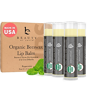 USDA Organic Peppermint Lip Balm - USA Made with Natural Ingredients, Chapstick for Dry Lips, Valentines Day Gifts, Birthday & Beauty Gifts for Women, Men, Teens & Kids, Lip Moisturizer