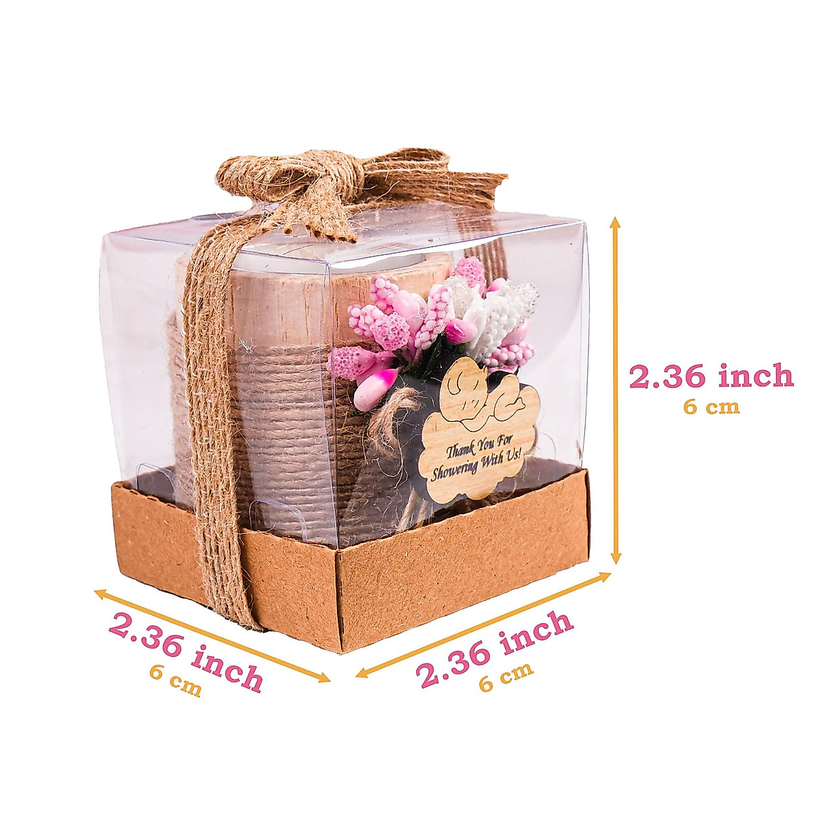 HTF Pack of 10 Baby Shower Decorations Wood Tealight Candle Holder, Baby Shower Gifts, Baby Shower Wood Candle Holders (Baby Shower-Pink, Light Brown)