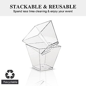 50 Pack 3.5 Oz Plastic Mini Dessert Cups,Square Clear Parfait Cups for Chocolate Desserts, Appetizers,Dessert Samplers,Dessert Shot Glasses & More