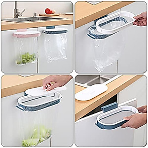 Cabilock Car Trash Bag 2pcs Dark Blue Trash Bag Holders Hanging Garbage Bag Holders Kitchen Trash Bin Racks Hanging Cabinet Door Small Trash Can with Lid for Kitchen Bedroom Dining Room Car Mount