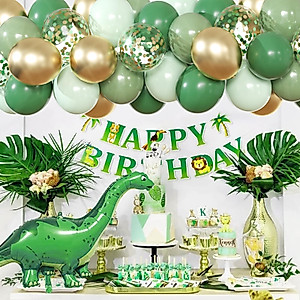 Renjiro Sage Green Gold Confetti Balloons 60pcs 12 Inch Olive Green Light Pastel Green Latex Balloons for Baby Shower Woodland Safari Jungle Bridal Shower Wedding Birthday Party Decorations