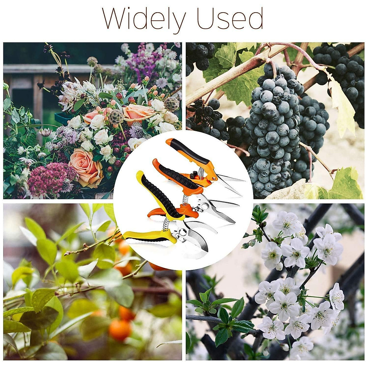 3 Pack Garden Pruning Shears Stainless Steel Blades Handheld Pruners Set with Gardening Gloves