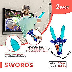 Nintendo Switch Accessories Bundle, Switch Controllers Joy-Con Grips, 12 IN 1 Accessories Kit for Switch Sports Games, Tennis Rackets, Comfort Grips Golf Clubs, Swords, Wrist Bands and Leg Strap