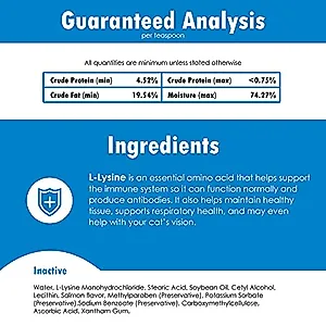 Felisyl L-Lysine Gel for Cats - Immune System Support - Supplement Support for Healthy Tissue, Respiratory, and Vision - Salmon-Flavored - Made in The USA - 5 oz