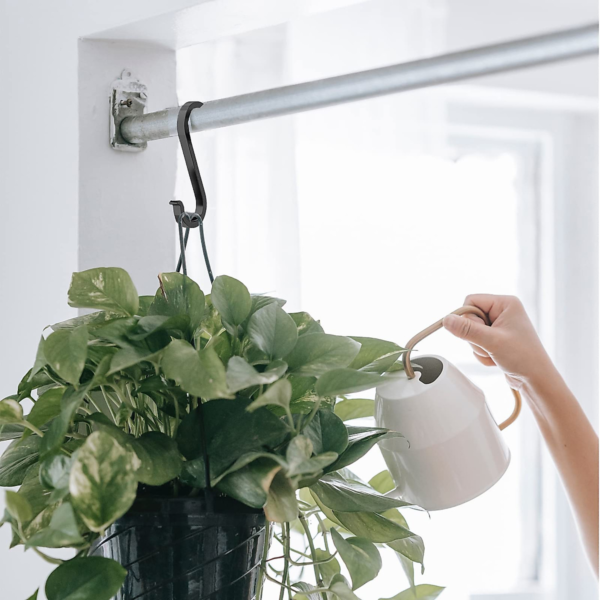 15Pcs S Shaped Hooks Matte Finish S Hooks Aluminum Heavy Duty S Hooks for Hanging Plants Coffee Cups Pots and Pans Clothes in Kitchen Bathroom Workshop Garden, Matte Black