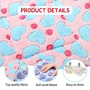 Jetec 3 Pieces Guinea Pig Bed Mat Rabbit Warm Bed Hamster Bedding Winter Hamster Sleep Pad for Bunny Hamster Squirrel Hedgehog Chinchilla, 3 Colors (Heart)