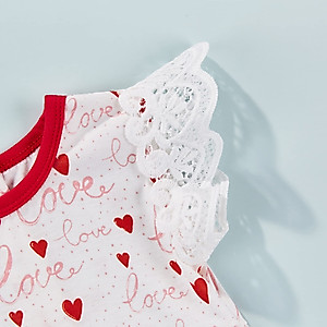My First Valentine's Day Outfit Letters and Heart Printed Pattern Romper Set for Baby Boys Girls (White E, 18-24 Months)
