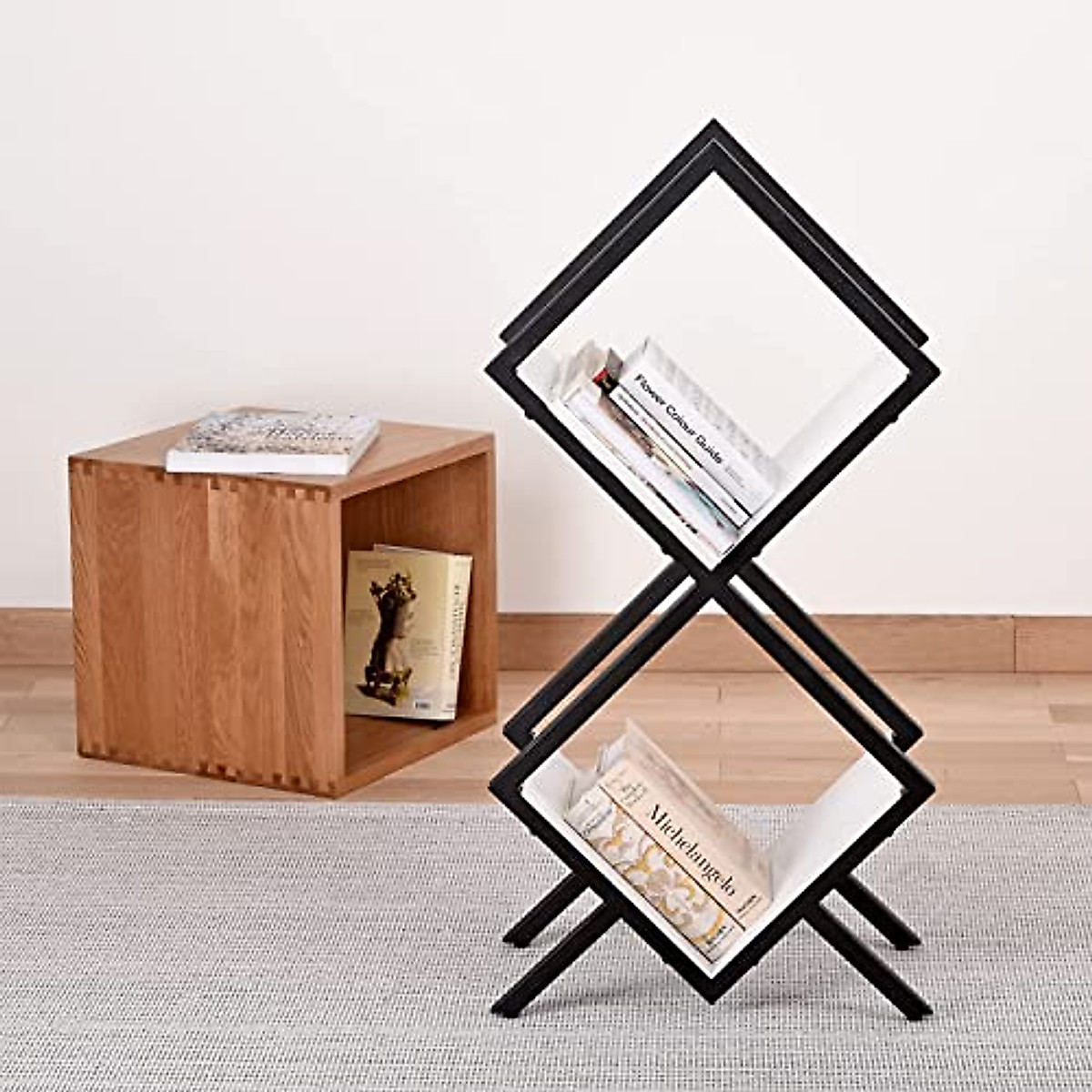 CA CENG AN Metal Bookshelf, Modern Industrial Bookcase,Small Bookshelf,Simple Bookshelf